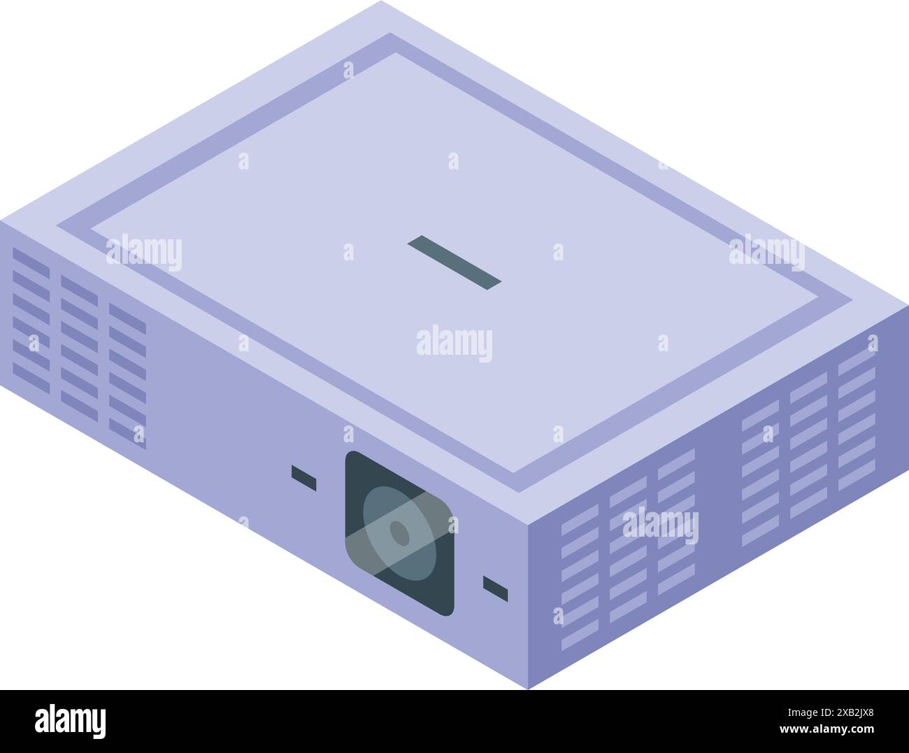 Modern digital video data projector lying on white background ...