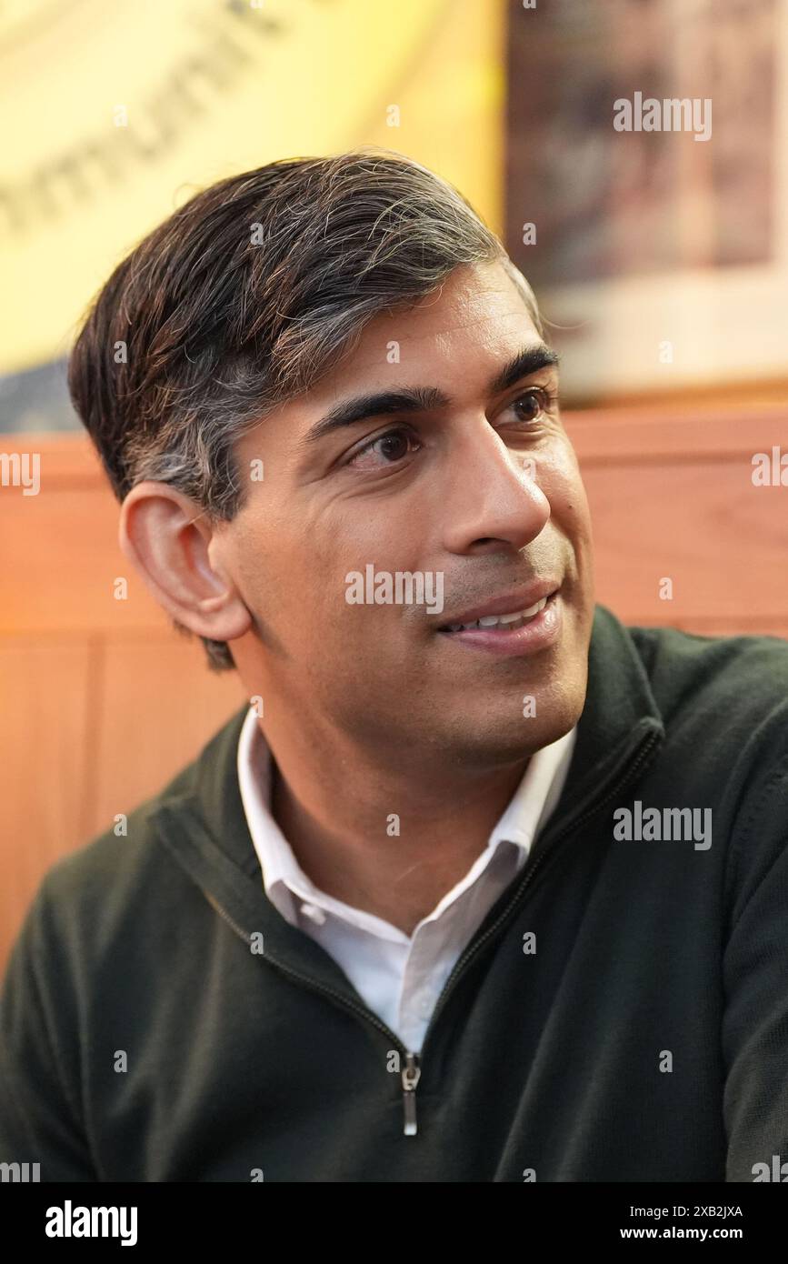 Prime Minister Rishi Sunak attends a neighbourhood watch meeting at the ...