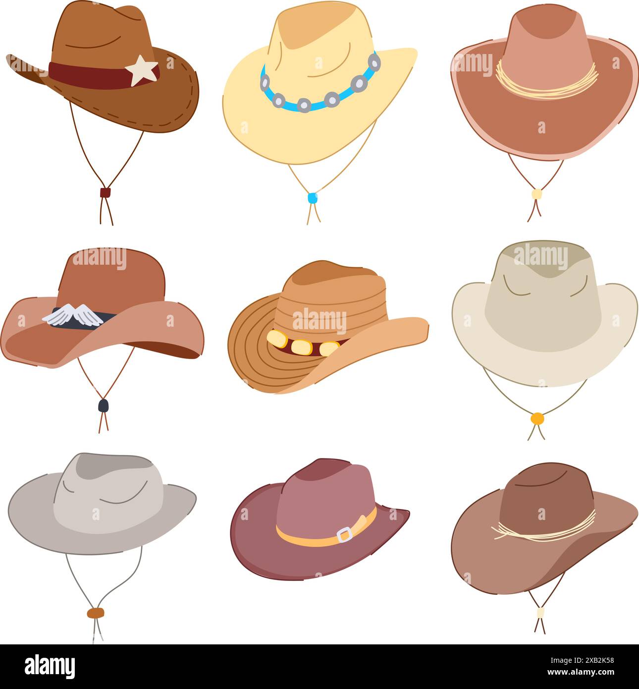 cowboy hat set cartoon vector illustration Stock Vector Image & Art - Alamy