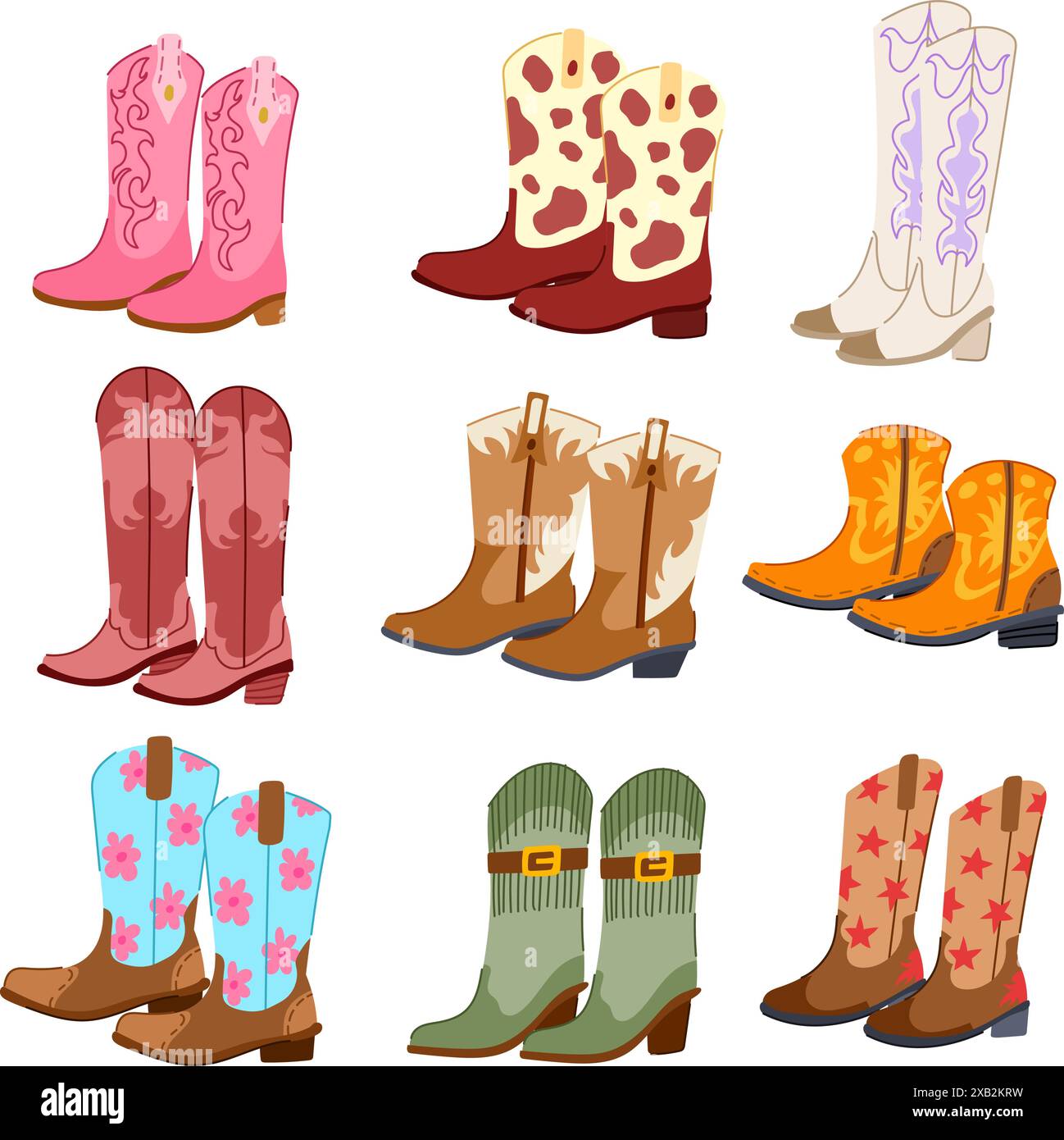 cowgirl boots set cartoon vector illustration Stock Vector Image & Art ...