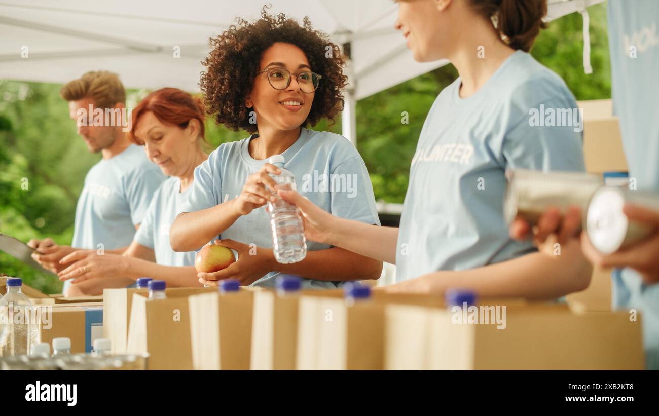 Group of Volunteers Preparing Free Food Rations for Poor People in Need ...