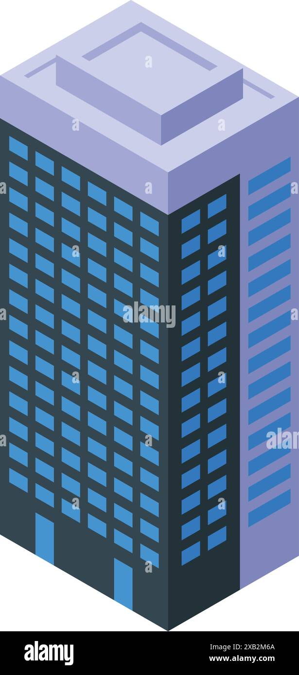 Tall office building with many windows is standing on a white ...