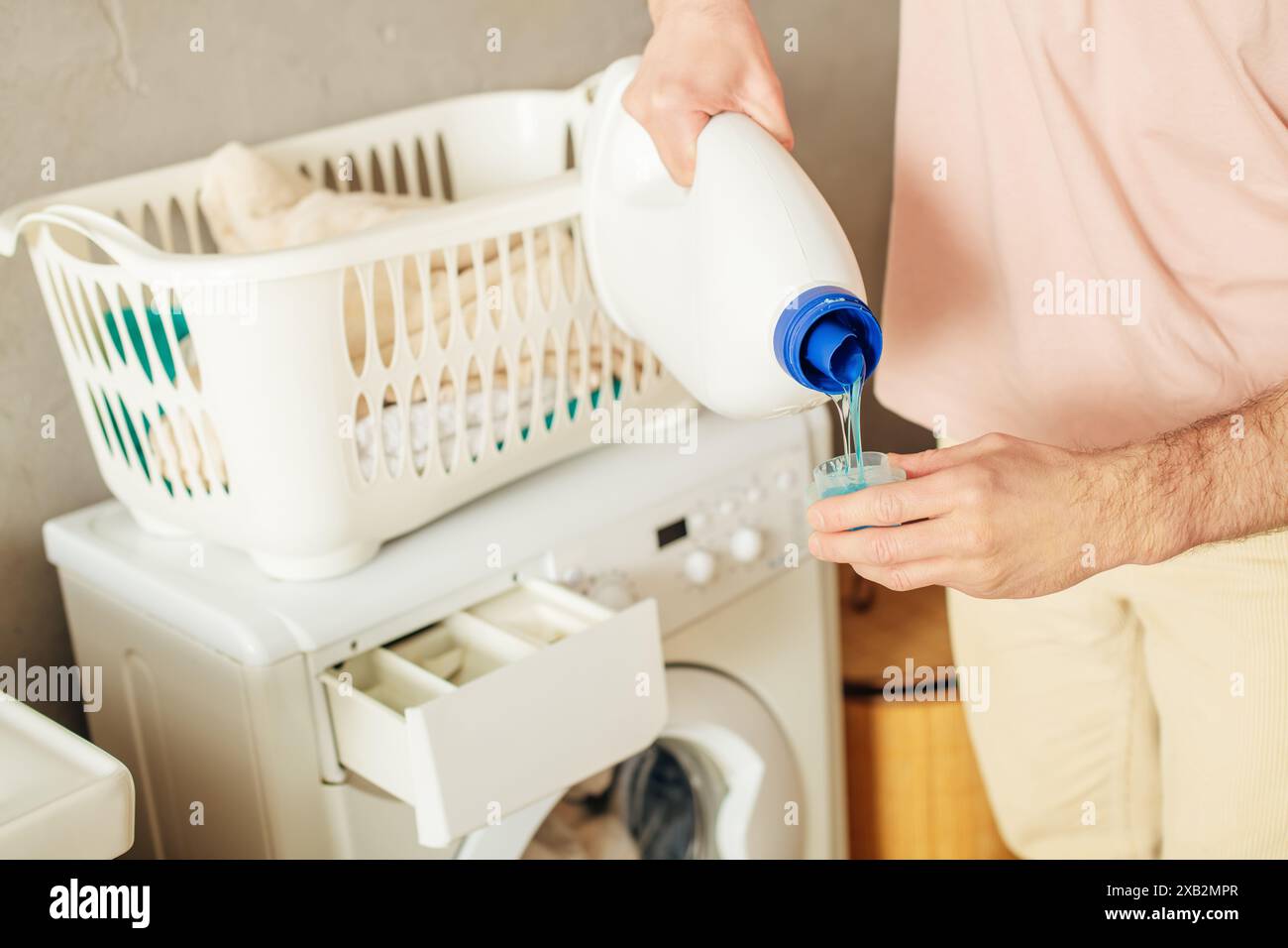 Man pouring laundry detergent hi-res stock photography and images - Alamy