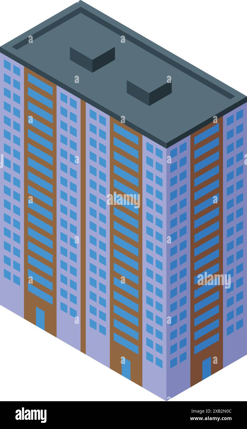 Modern city building is standing tall, featuring multiple floors with ...