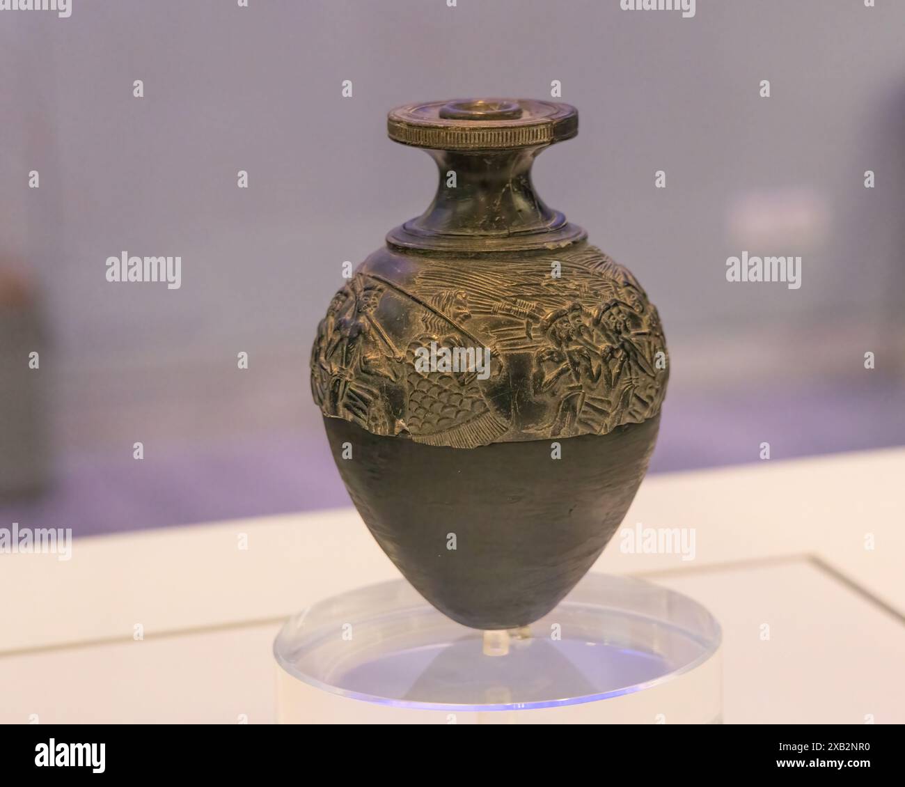 The late Minoan "Harvester" vase or rhyton from the Minoan era Stock ...