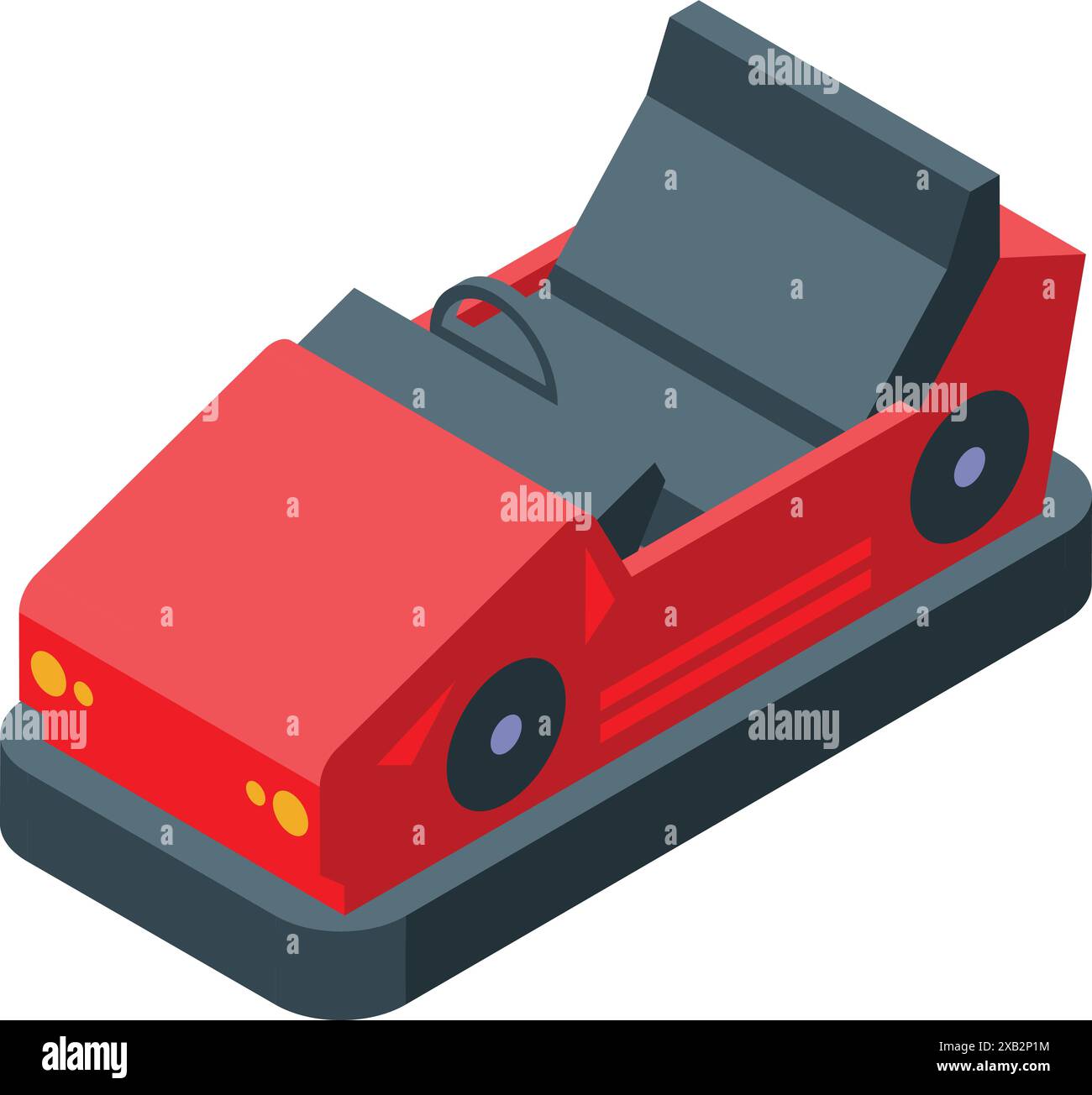 Red bumper car standing still on white background is waiting for ...