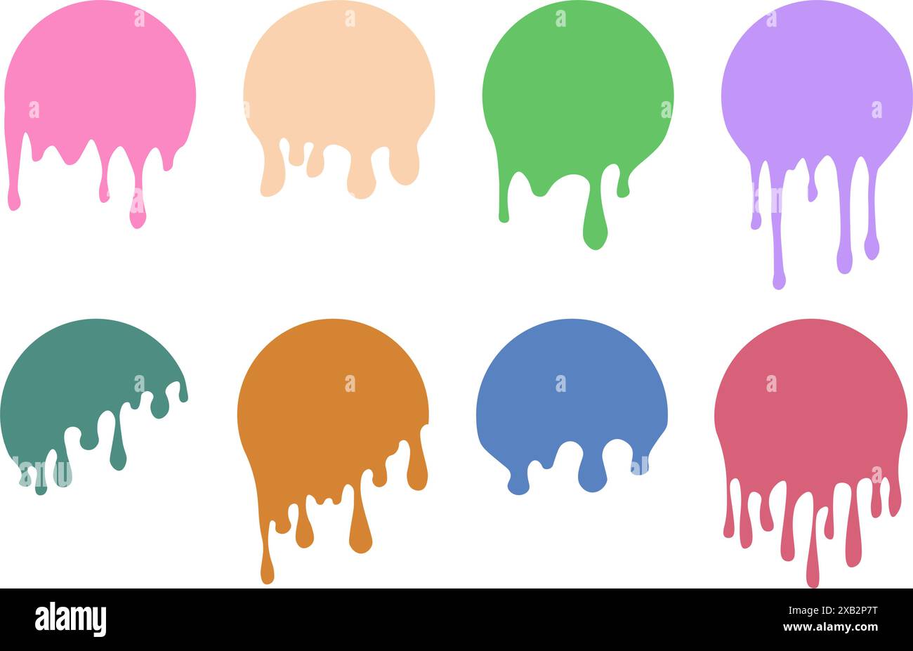 Set of colorful drips circle labels. Paint drip stickers. Current ...
