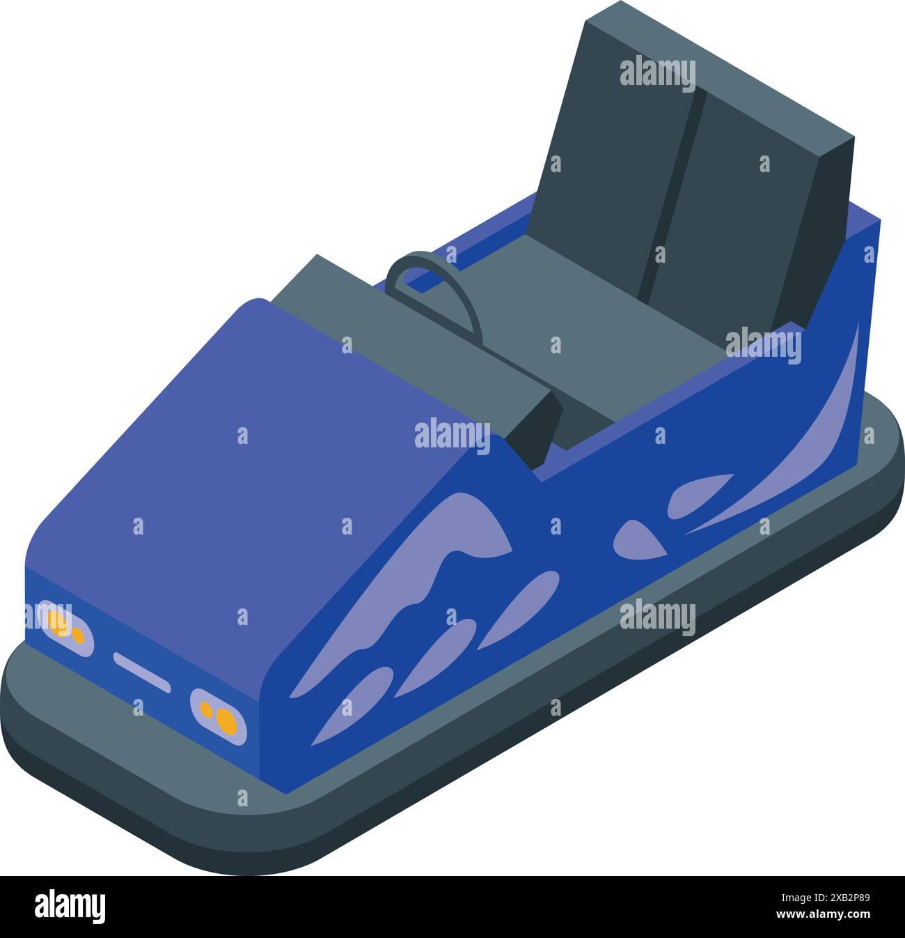 Blue bumper car standing still waiting for passengers to ride it at the ...