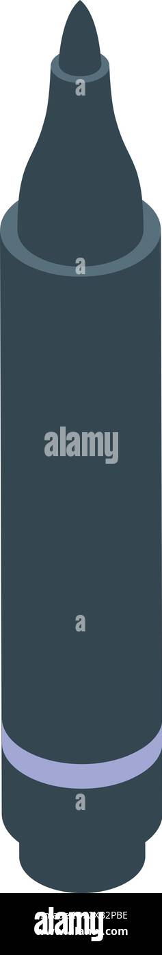Black felt tip marker pen standing up in isometric view isolated on ...