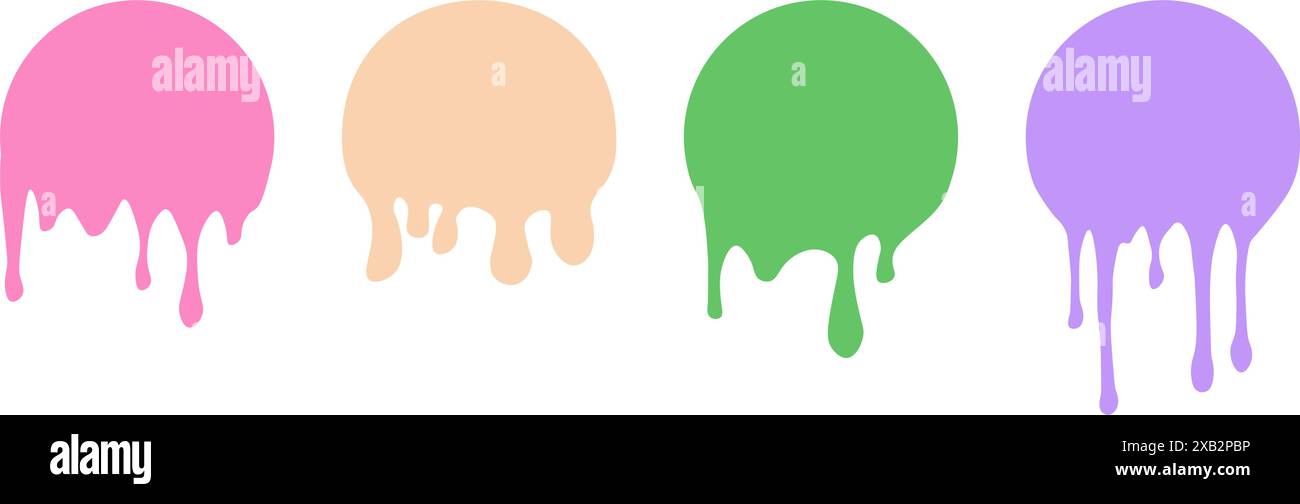 Set of colorful drips circle labels. Paint drip stickers. Current ...