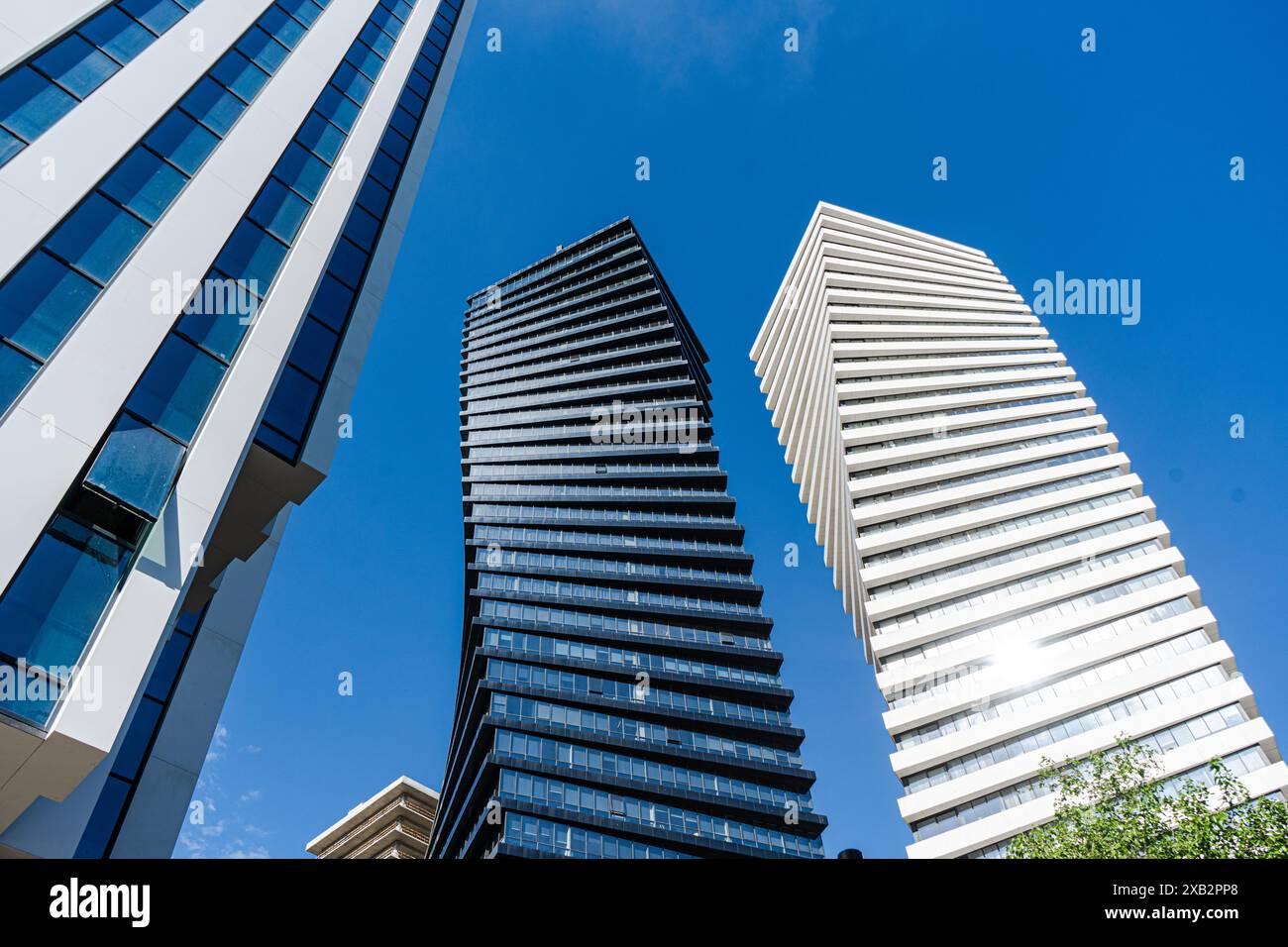 Captivating view of contemporary spiral high-rise buildings in Tbilisi ...