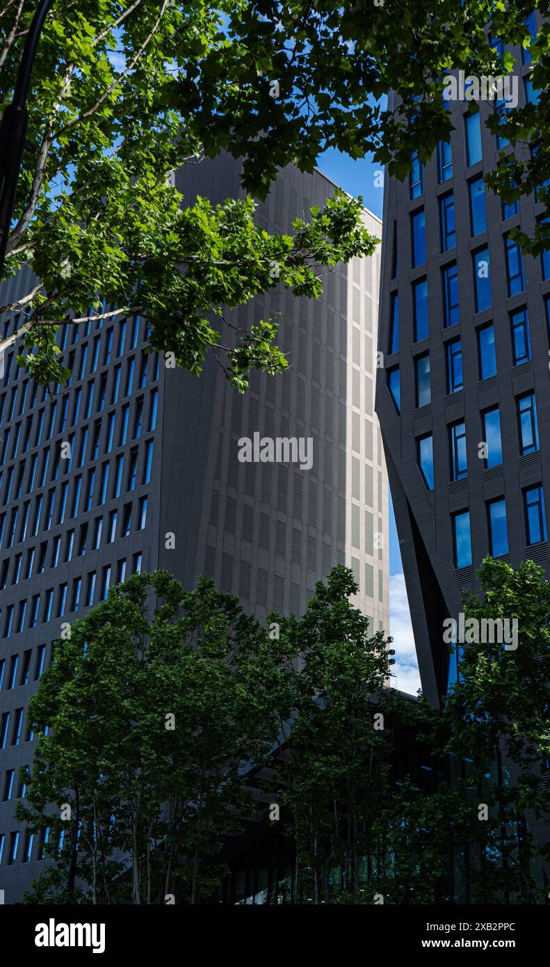 This image captures the dynamic contrast of nature and urban ...