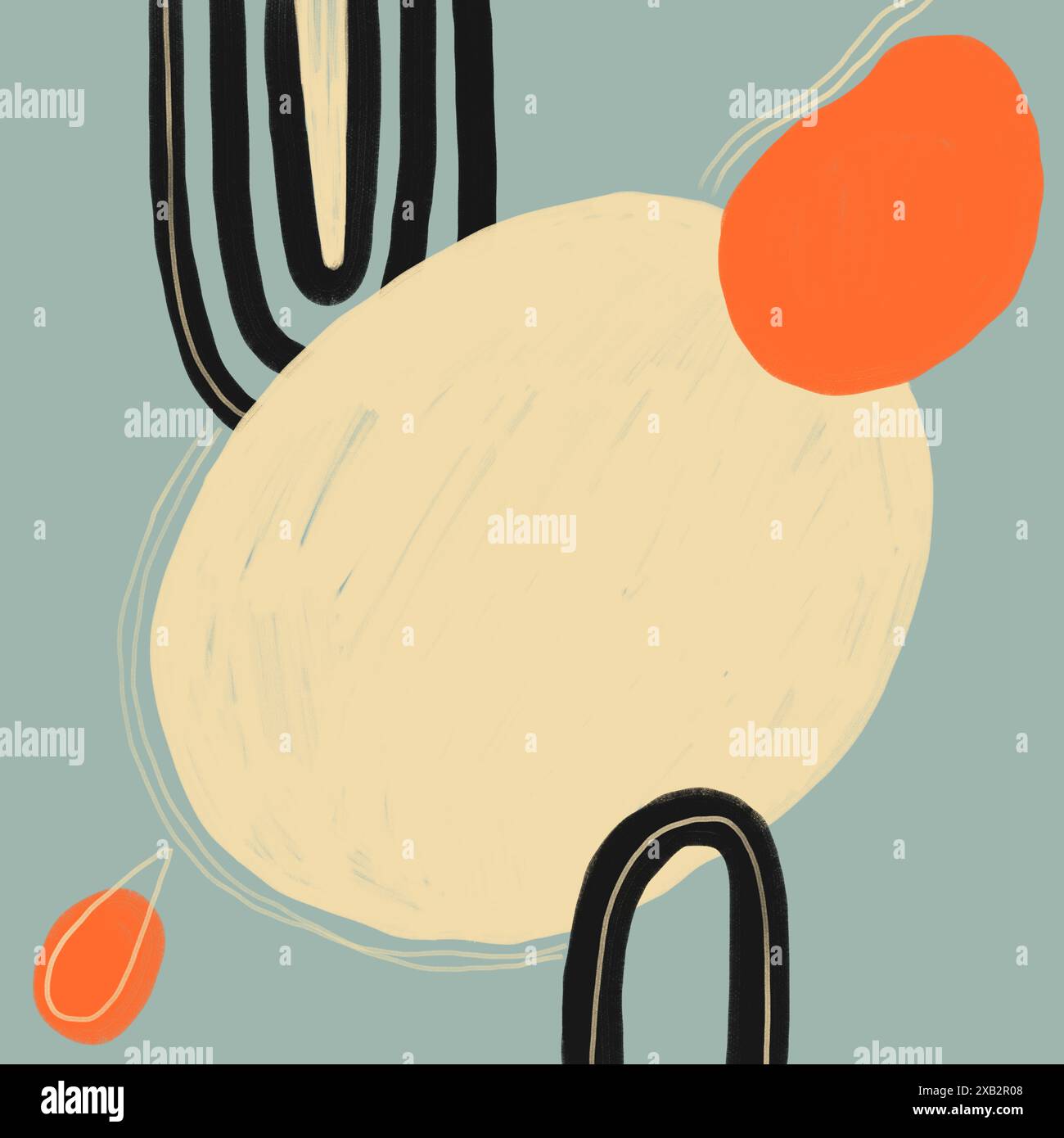 Contemporary abstract artwork featuring organic and geometric shapes in ...