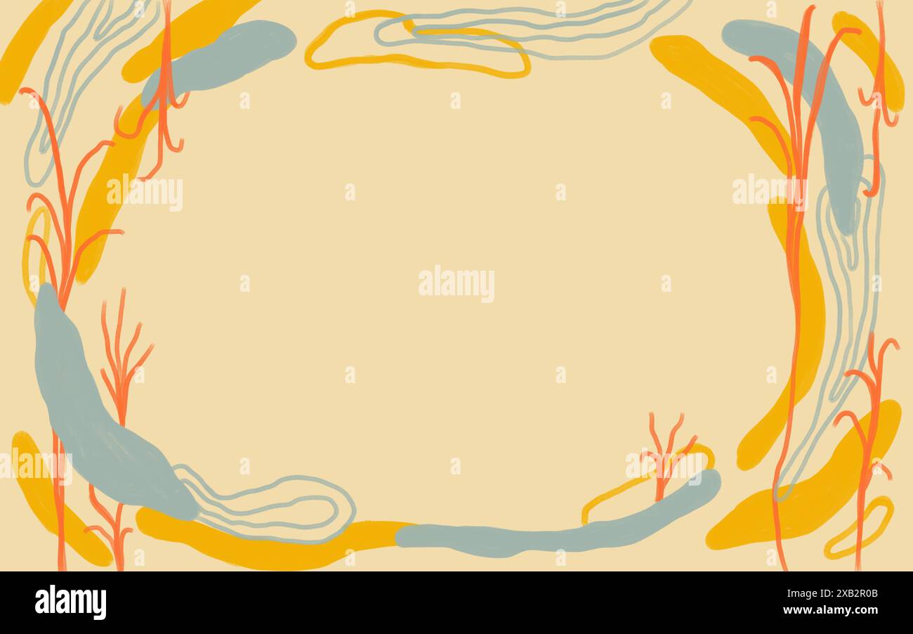 An illustration featuring abstract, organic shapes reminiscent of ...