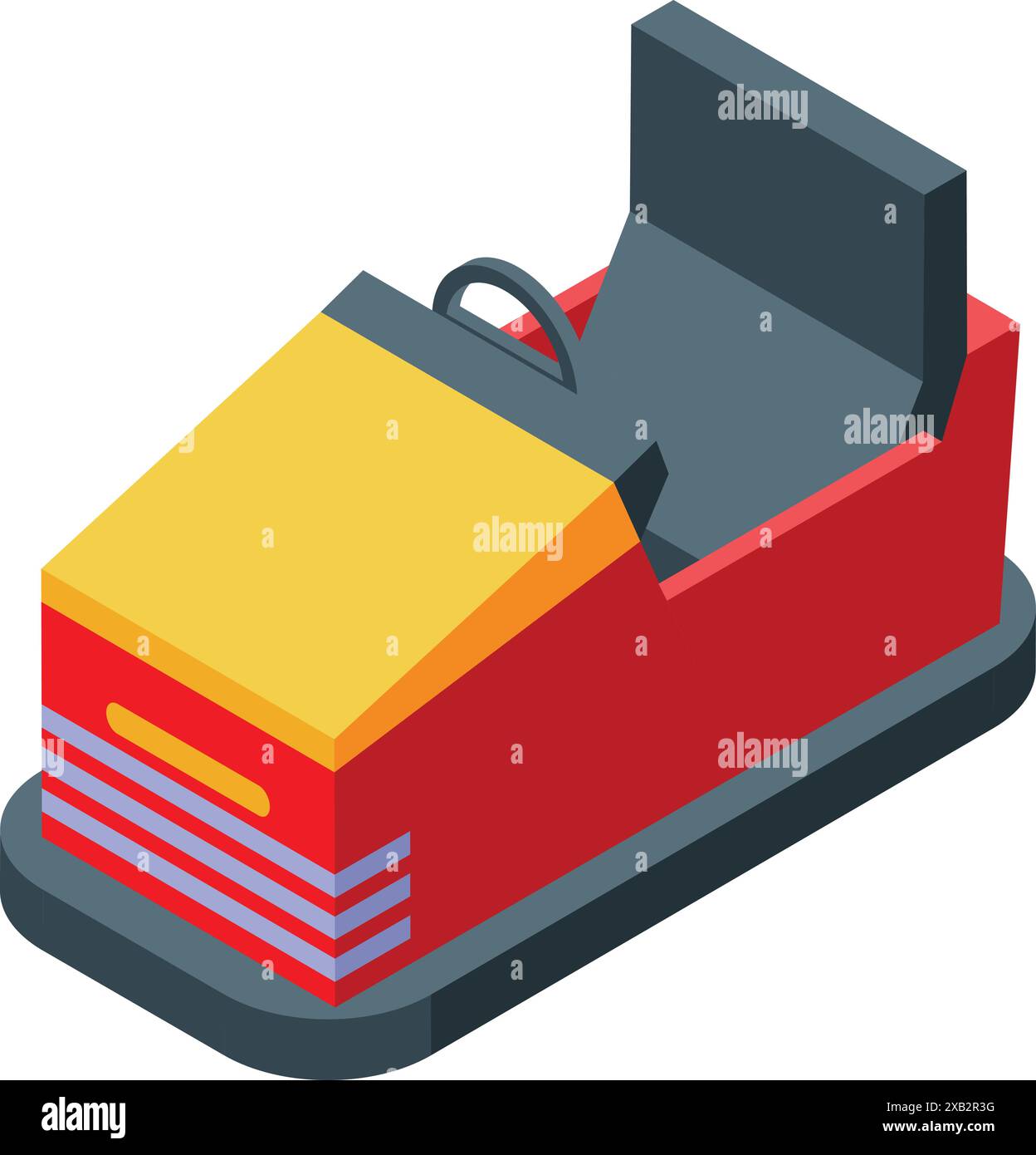 Red and yellow bumper car standing still, isometric illustration Stock ...
