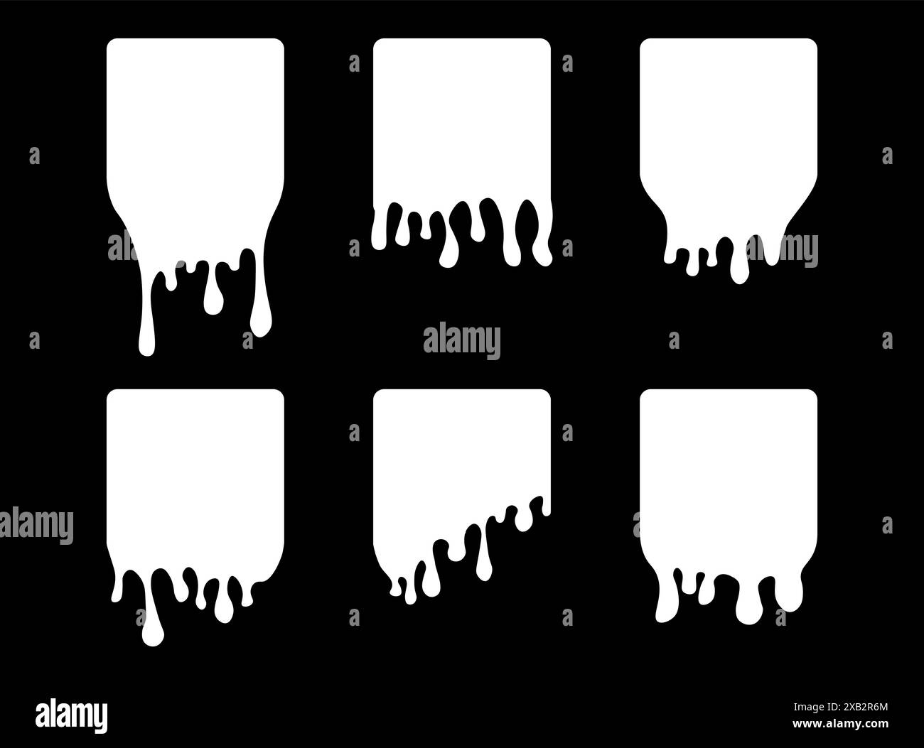 Set of drip square labels. Paint drip stickers. White paint liquid ...