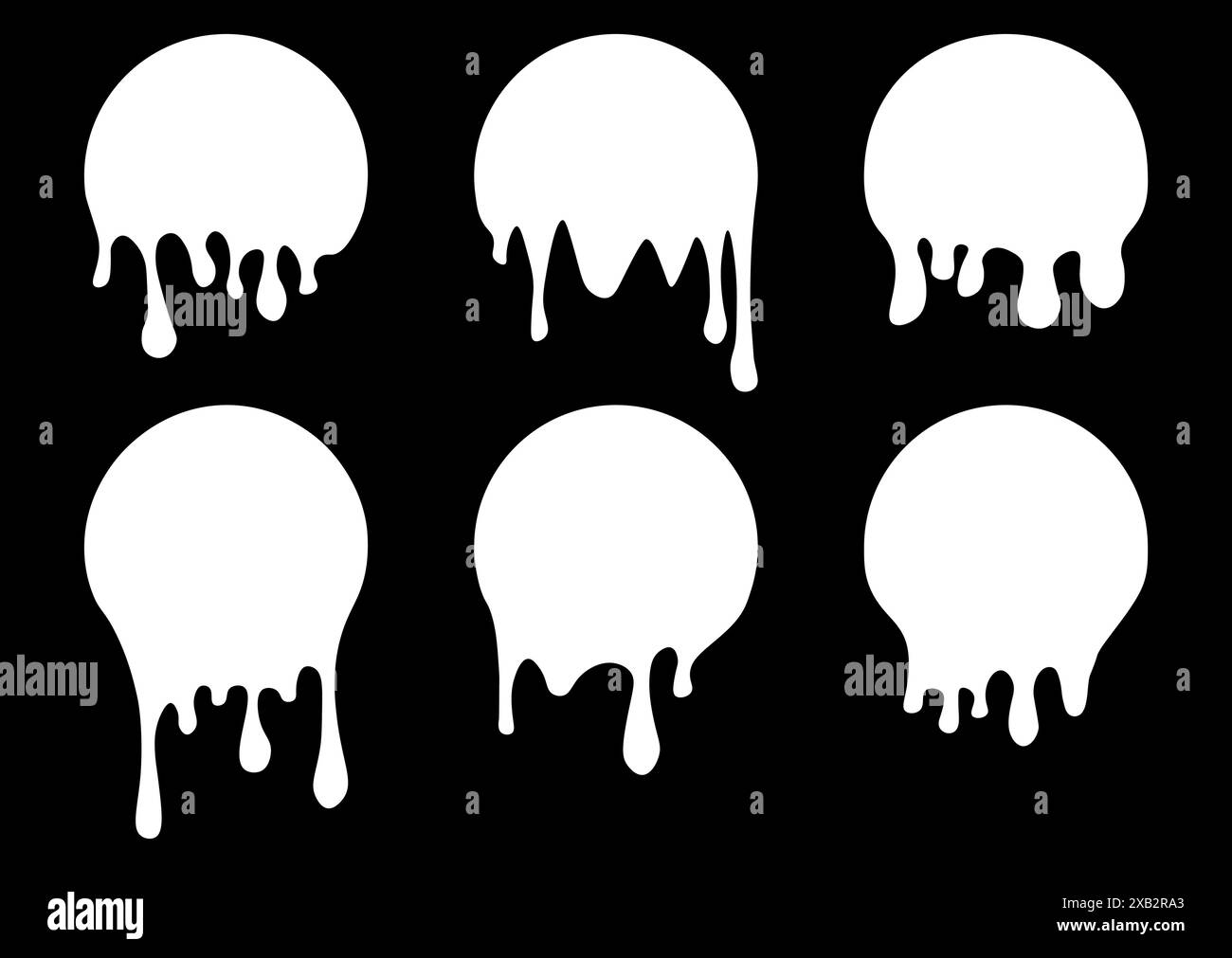 Set of drip circle labels. Paint drip stickers. White paint liquid ...