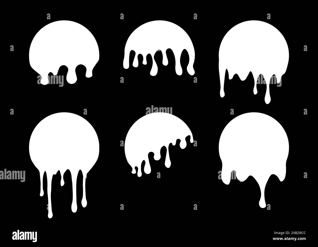 Set of drip circle labels. Paint drip stickers. White paint liquid ...