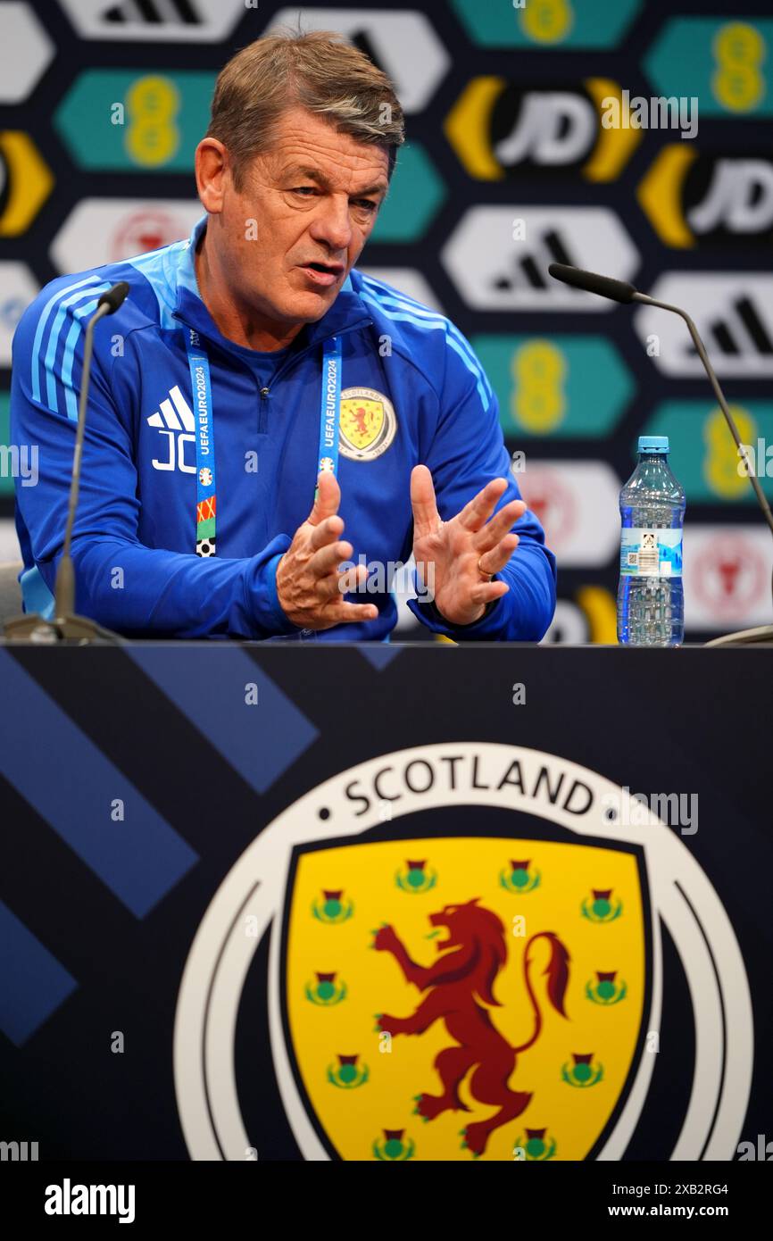 Scotland assistant manager John Carver speaks during a press conference ...