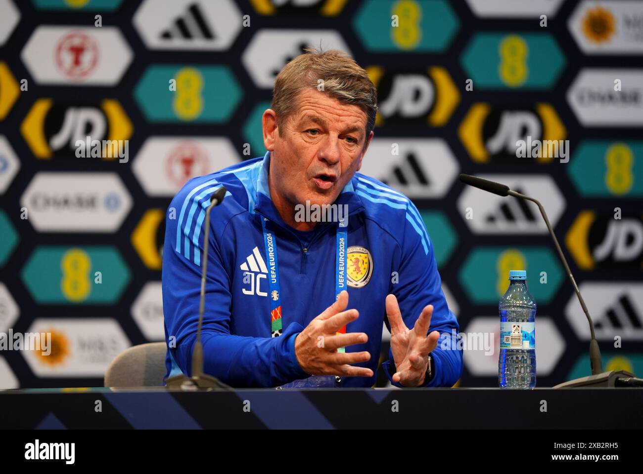 Scotland assistant manager John Carver speaks during a press conference ...