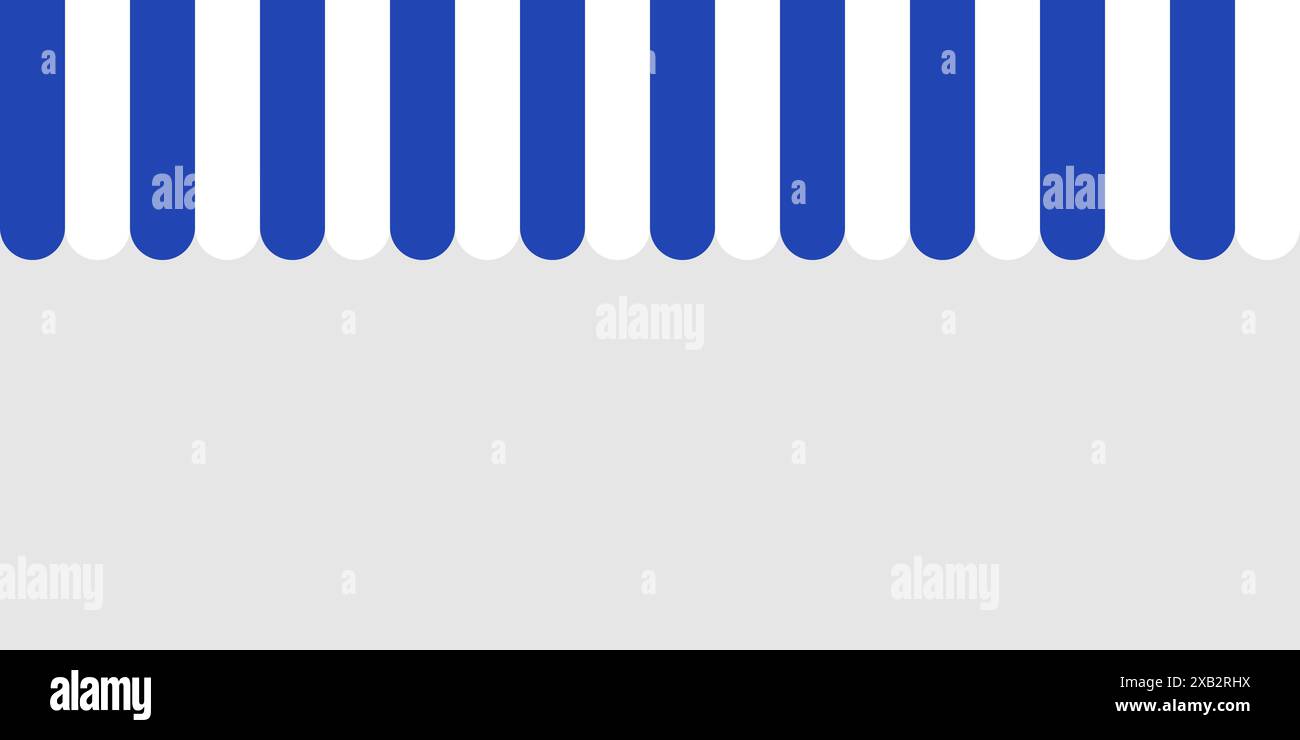 Blue and white striped shop awning. Seamless vector illustration ...