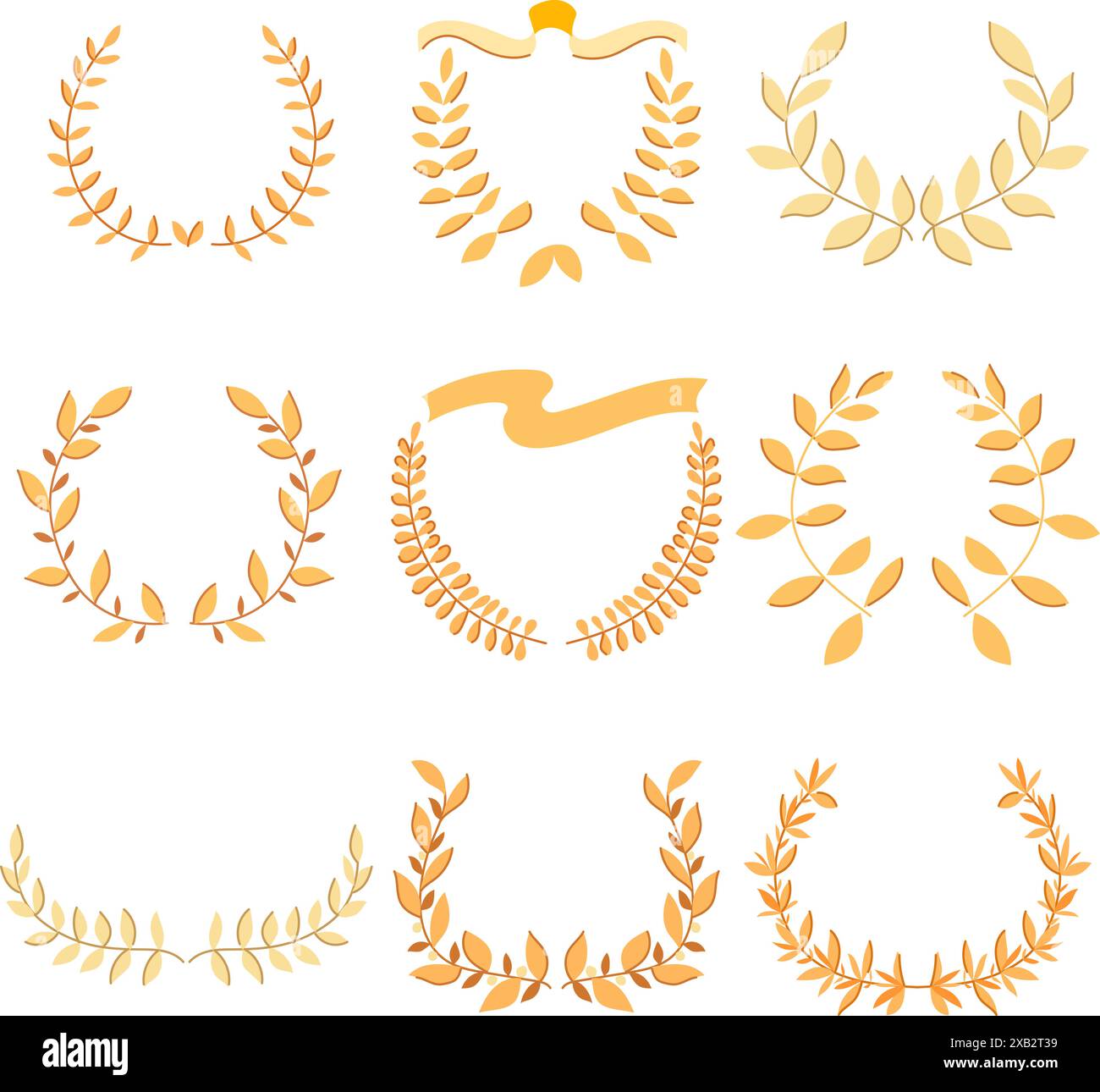 gold laurel set cartoon vector illustration Stock Vector Image & Art ...