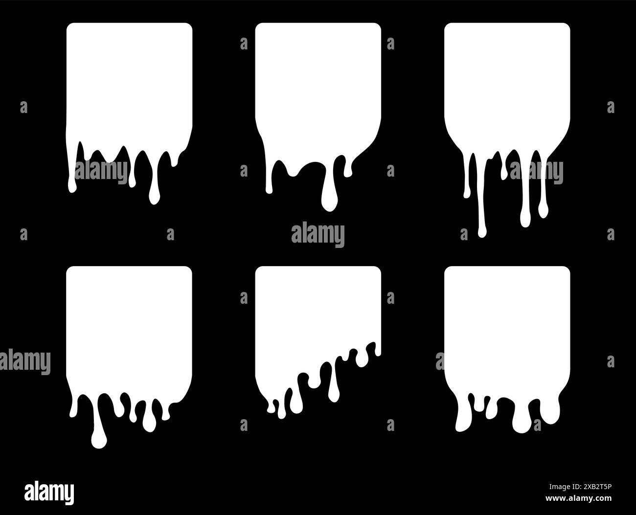 Set of drip square labels. Paint drip stickers. White paint liquid ...