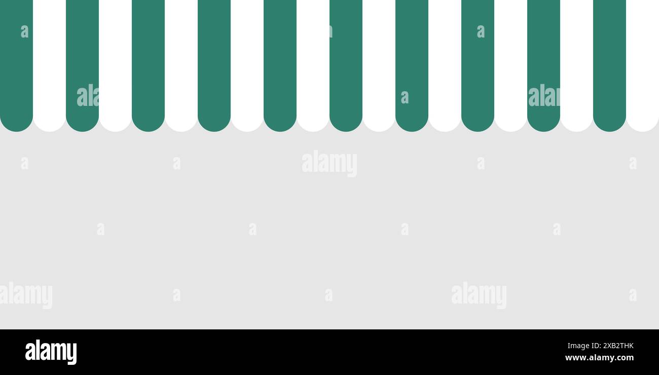 Green and white striped shop awning. Seamless vector illustration ...