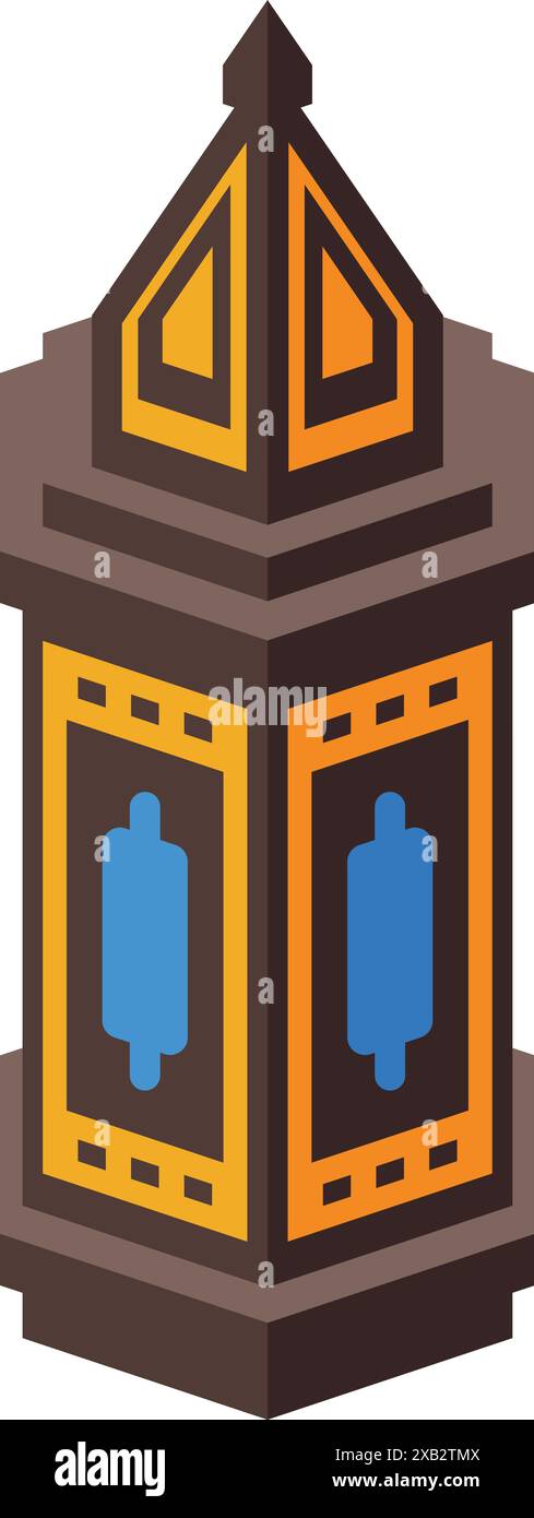 Beautiful arabic lantern standing on white background with ornate ...