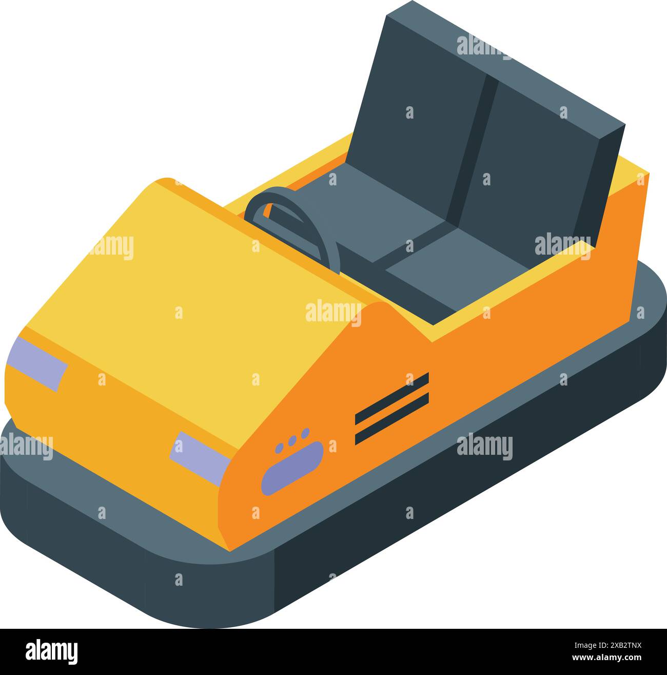 Isometric view of a yellow bumper car, a classic amusement park ...