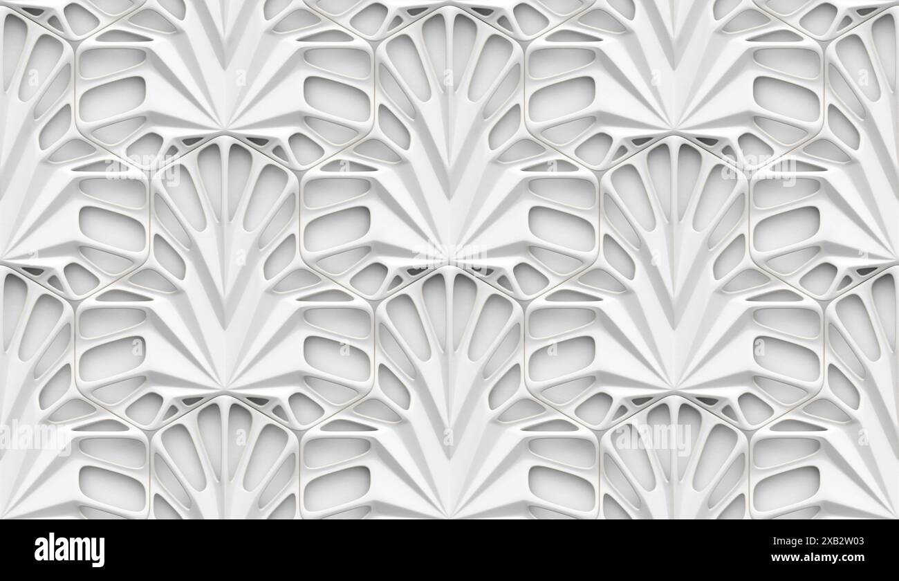 Intricate white geometric patterns create a seamless, textured ...