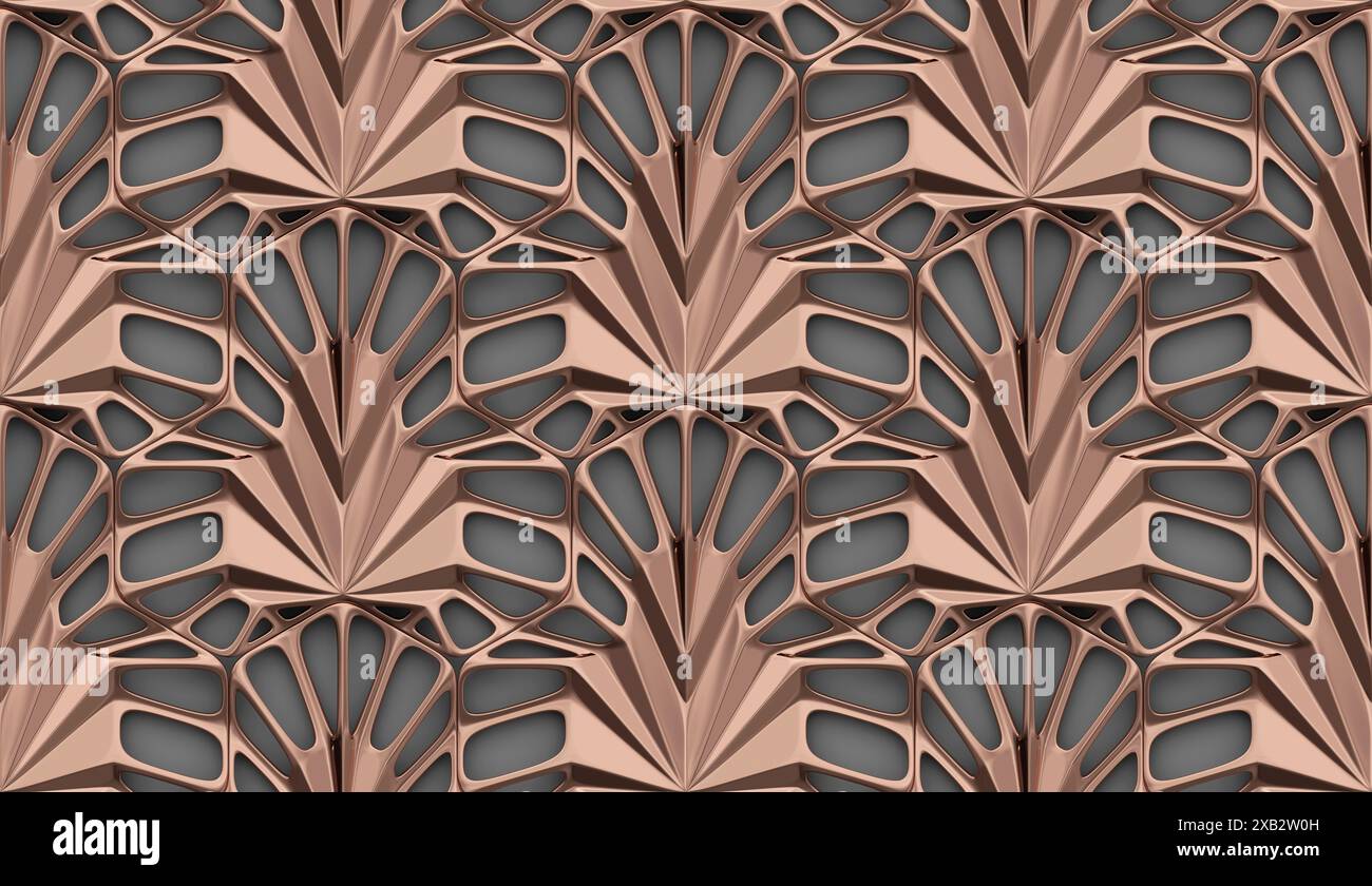 A detailed look at an intriguing geometric pattern with bronze hues and ...