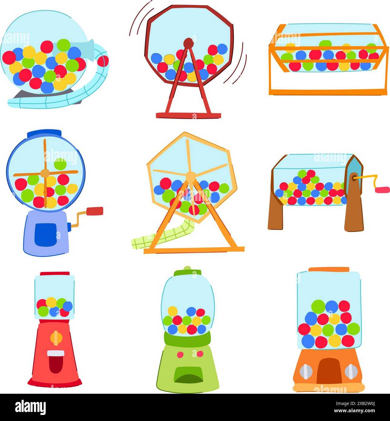 lotto ball machine set cartoon vector illustration Stock Vector Image ...
