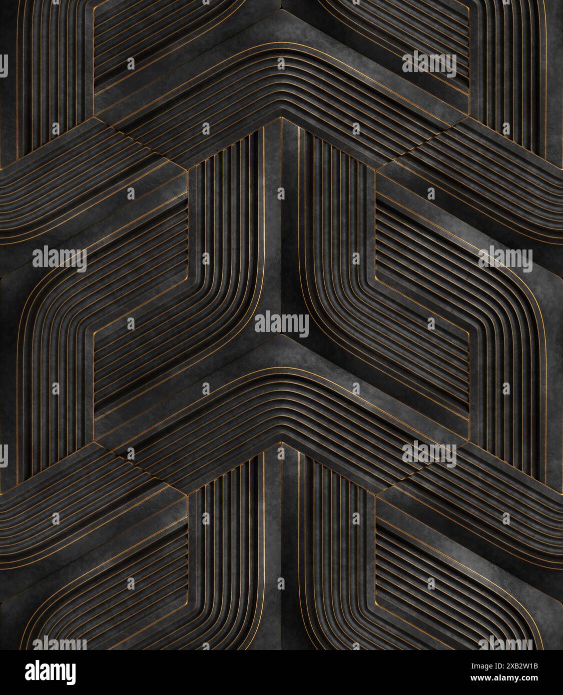 This image features a complex geometric pattern with black layers ...