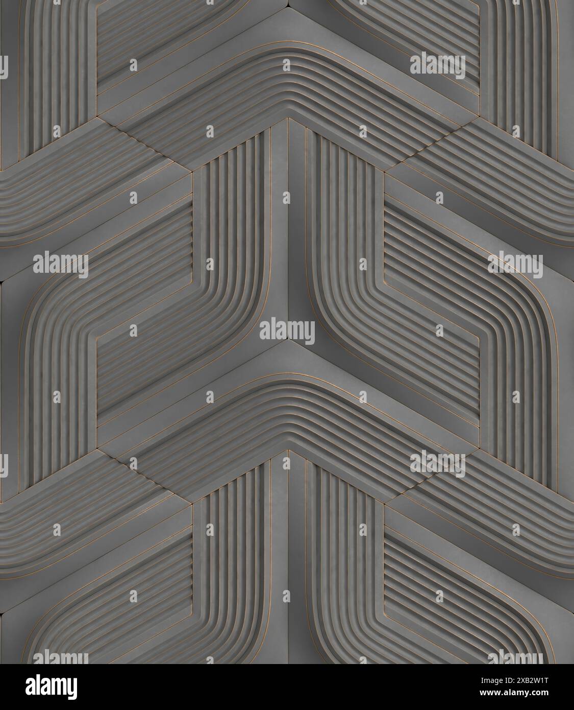 3D Wallpaper in the form of gray futuristic relief modules with golden ...