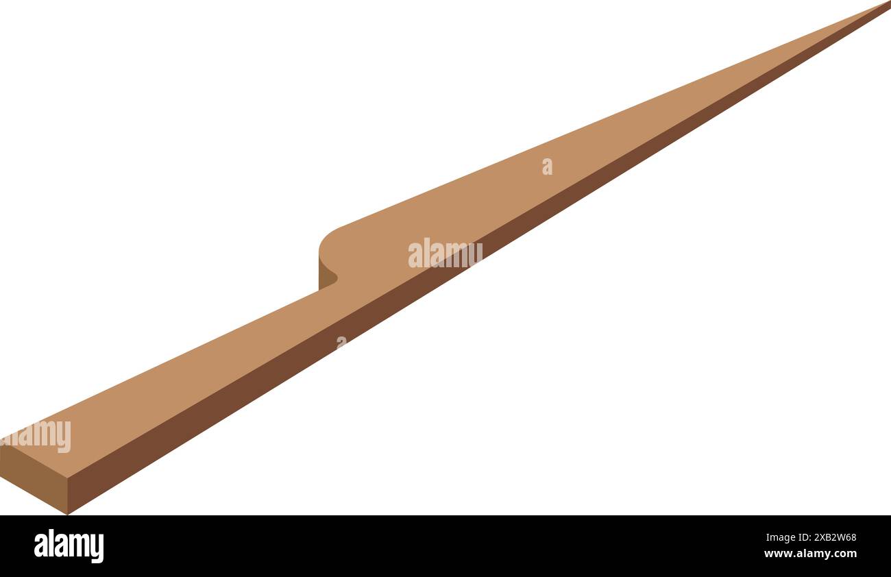 Simple 3d illustration of a single brown wooden coffee stirrer lying on ...