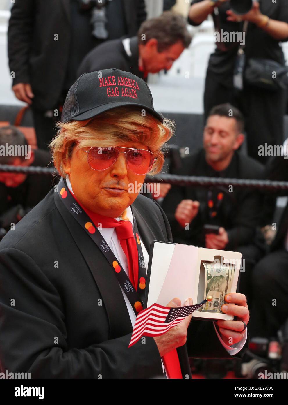 Cannes, France, 20th May, 2024. A Donald Trump impersonator on the red ...