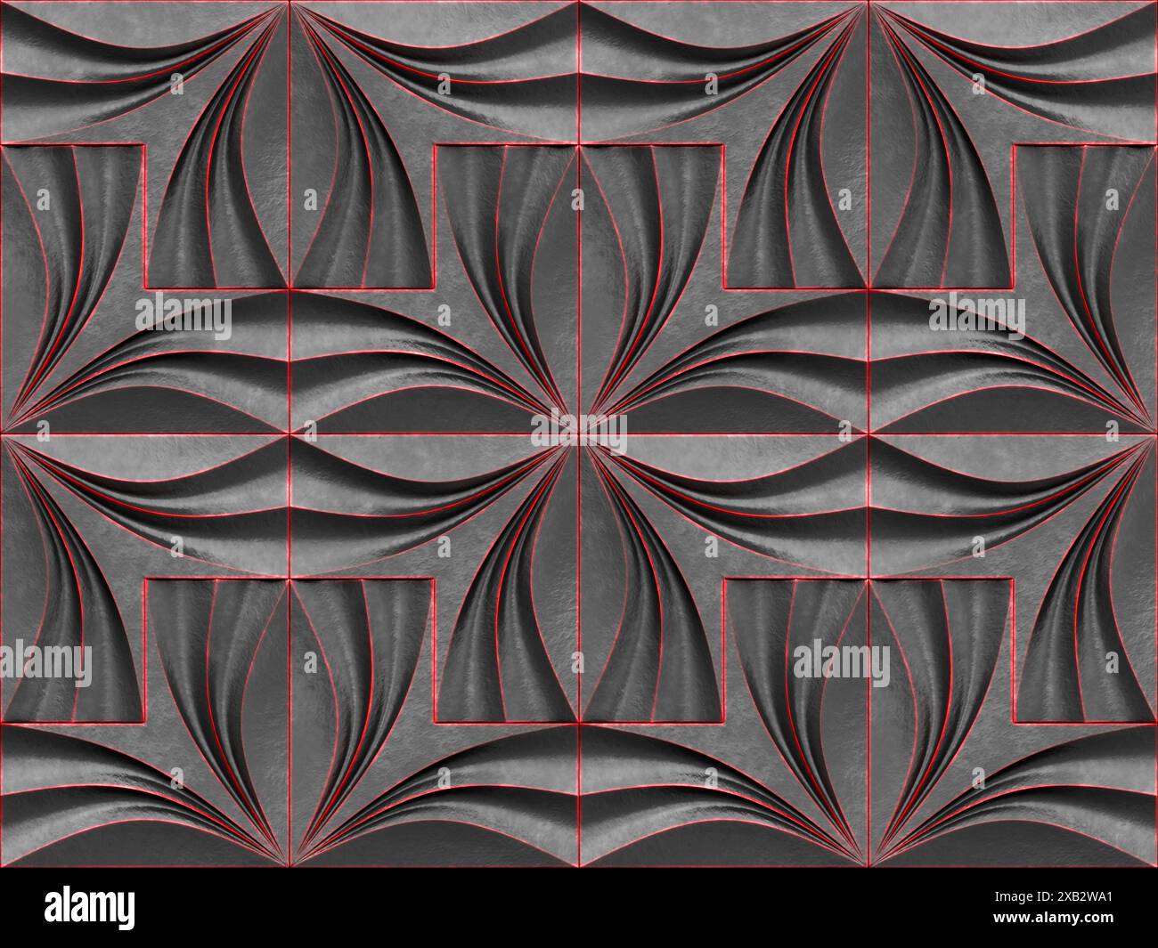 This image features a seamless 3D wallpaper design with symmetrical ...