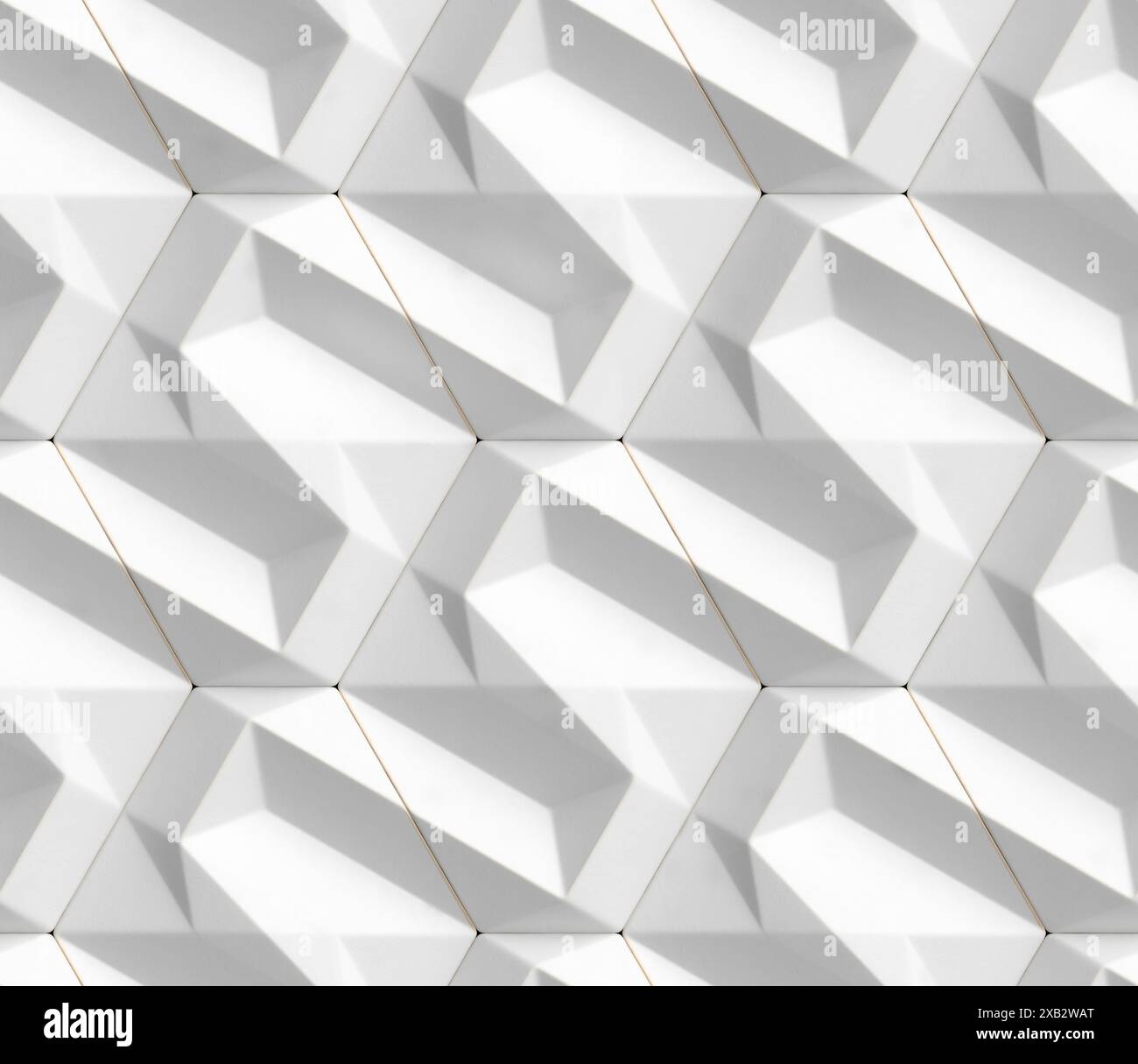 A seamless pattern showing a series of white 3D pyramids with gold ...