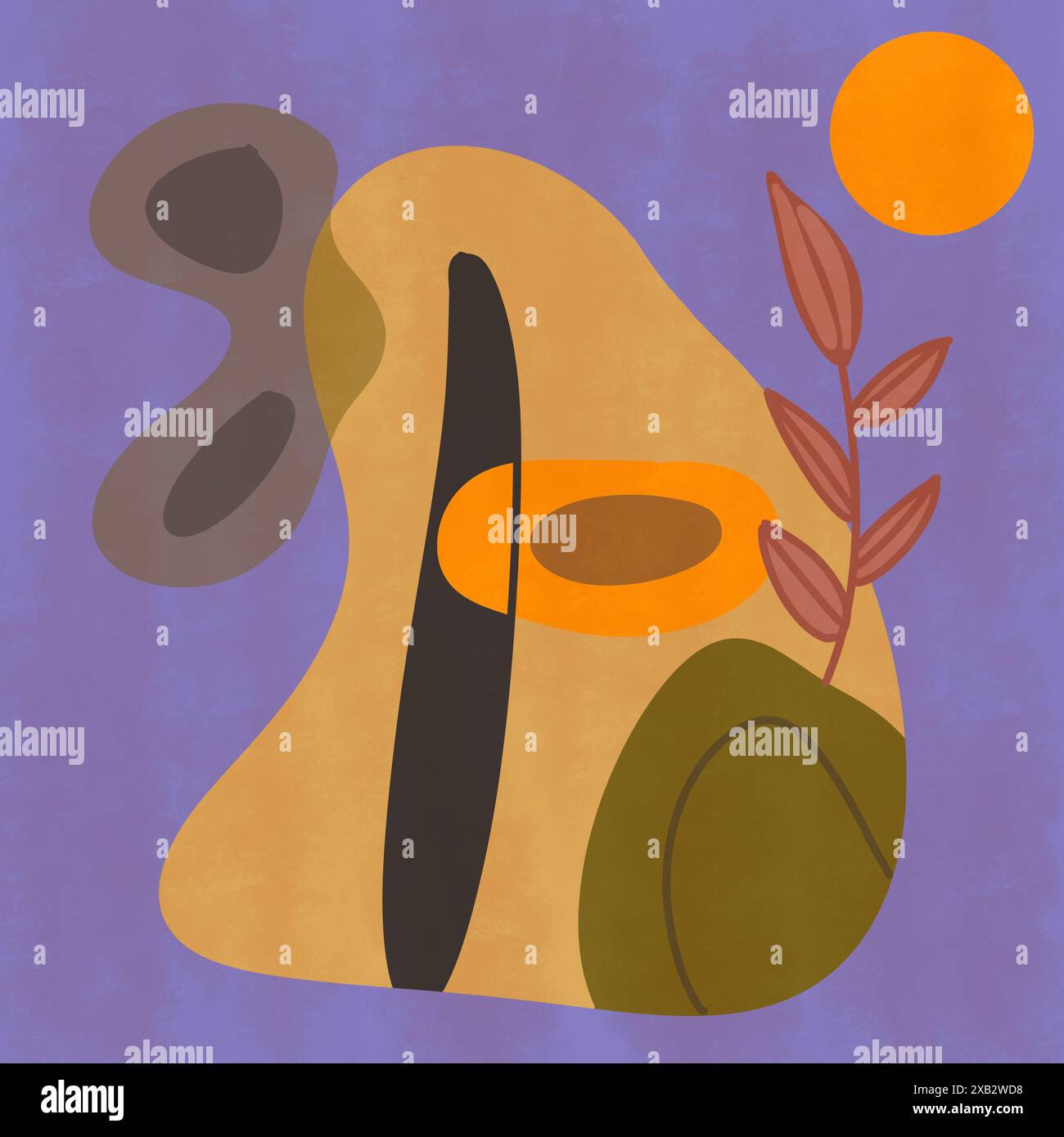 A modern abstract illustration depicting stylized natural elements with ...