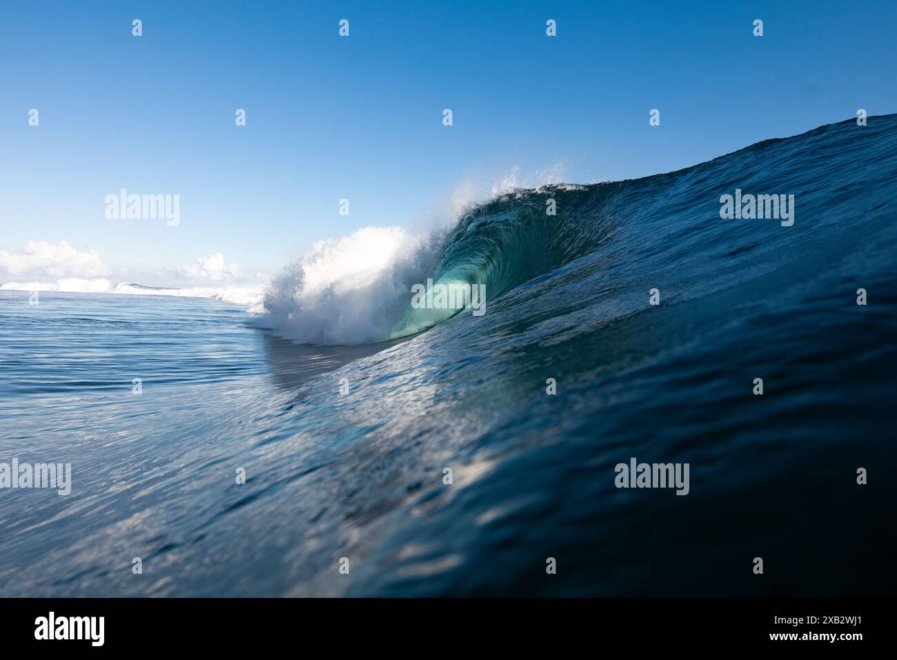 A powerful wave cresting at Teahupoo, French Polynesia, captured under ...