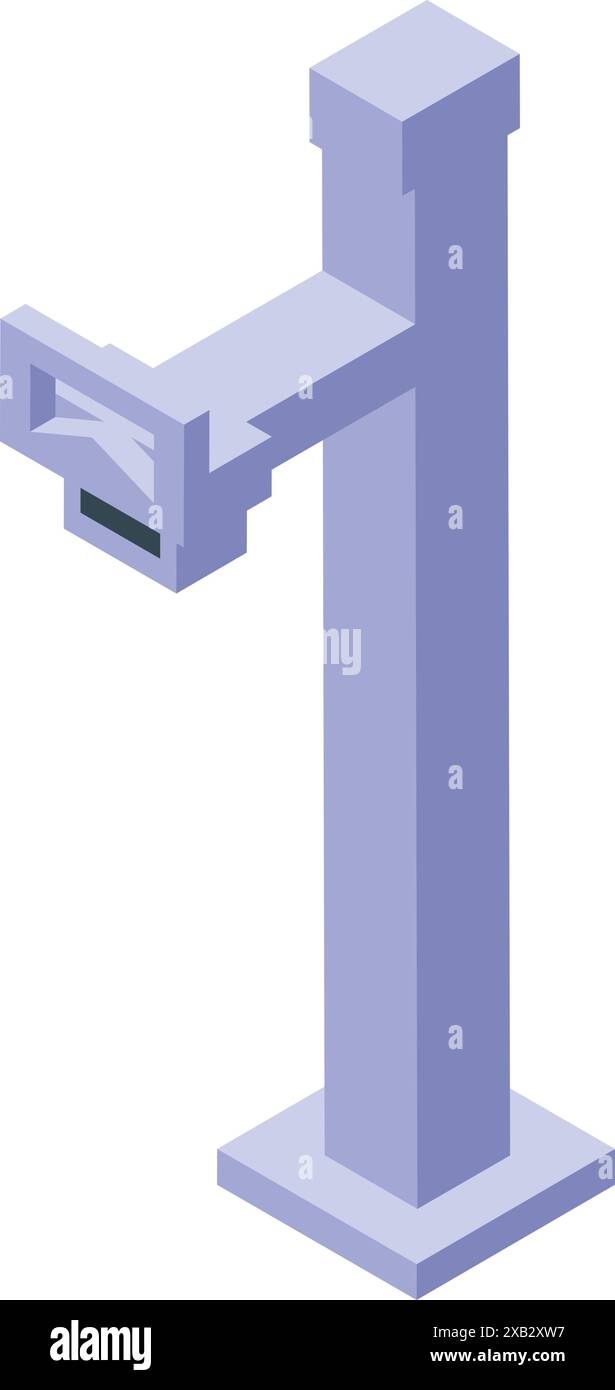 Isometric icon of modern sensor standing on metal pole detecting ...