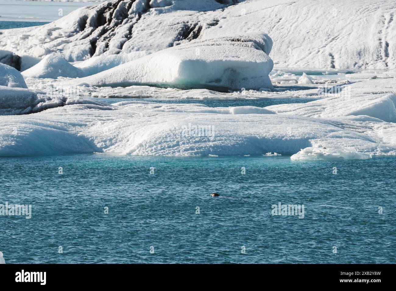 A serene scene captures glaciers in the waters of Iceland famous ...