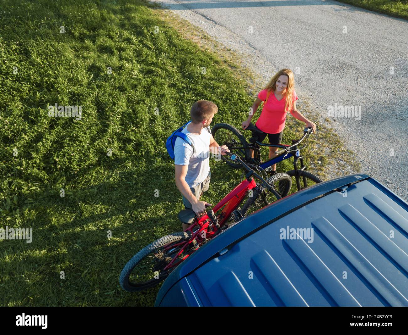 Aerial top down shot cyclist hi-res stock photography and images - Alamy