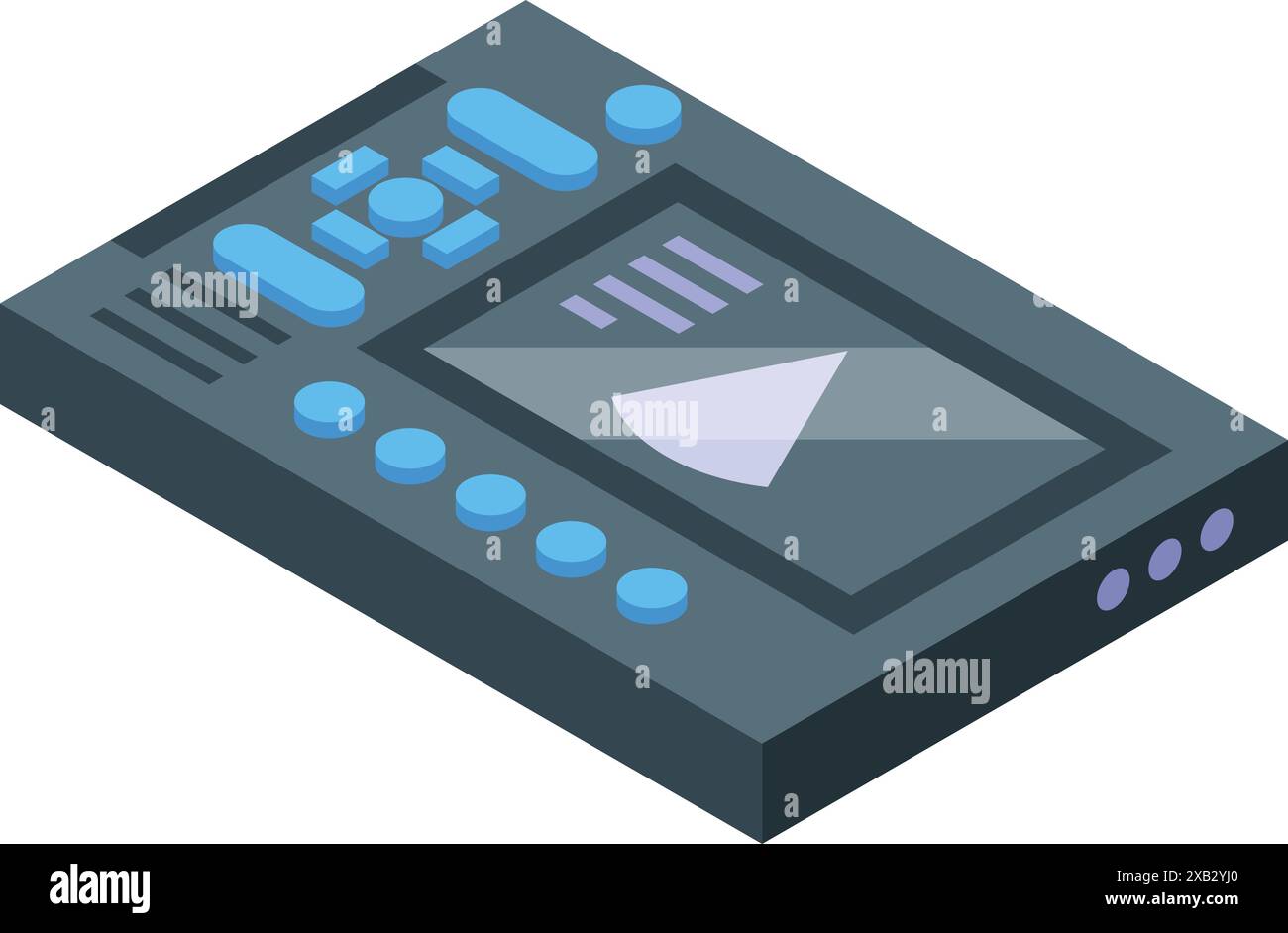 Electronic music device showing sound wave on screen, professional ...