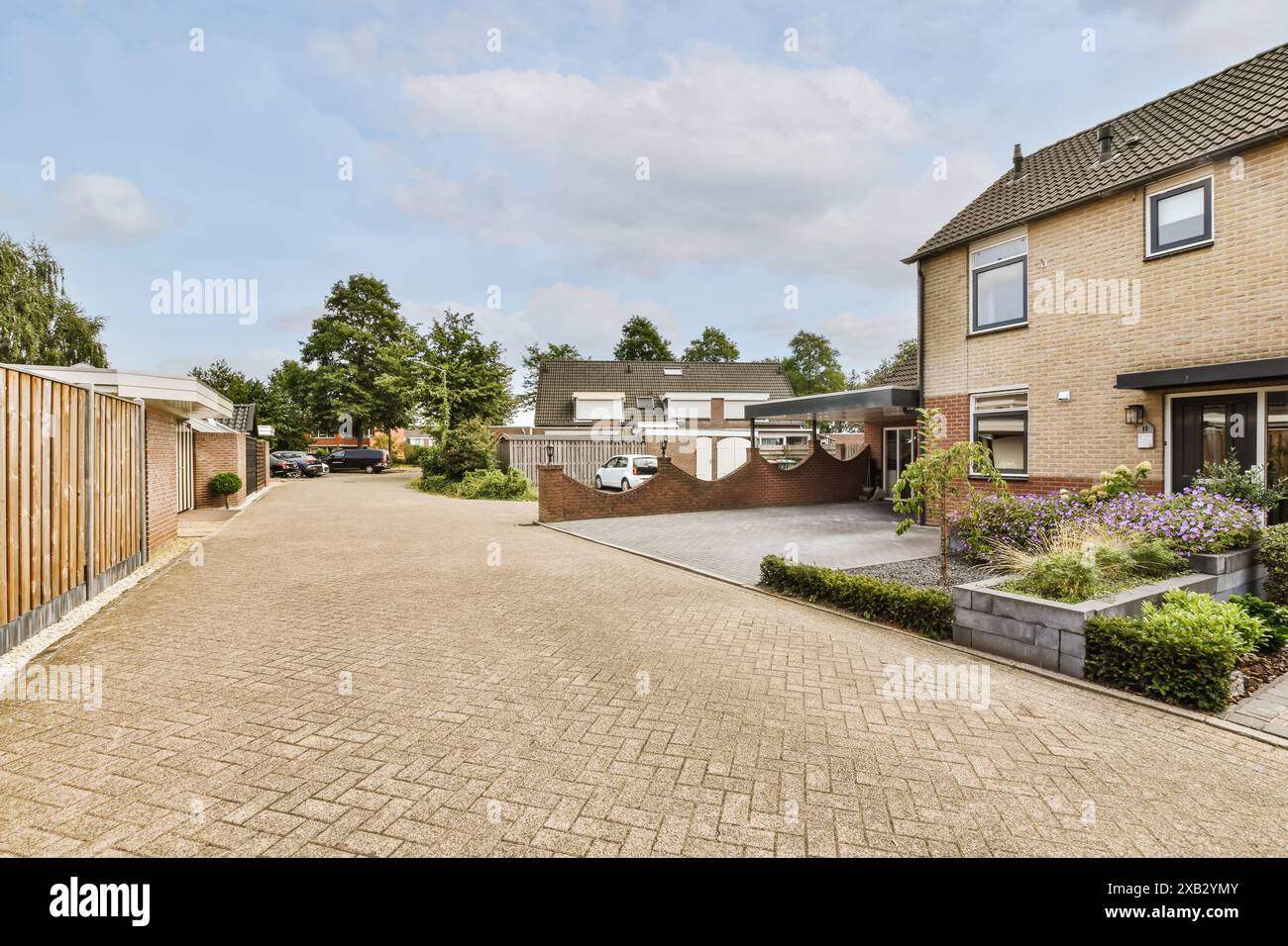 A peaceful neighborhood street in Sikkelstede, Netherlands, showcasing ...