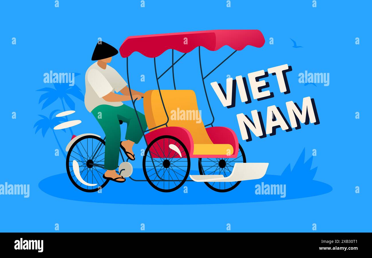 Tourist rickshaw driver - modern colored vector illustration Stock ...