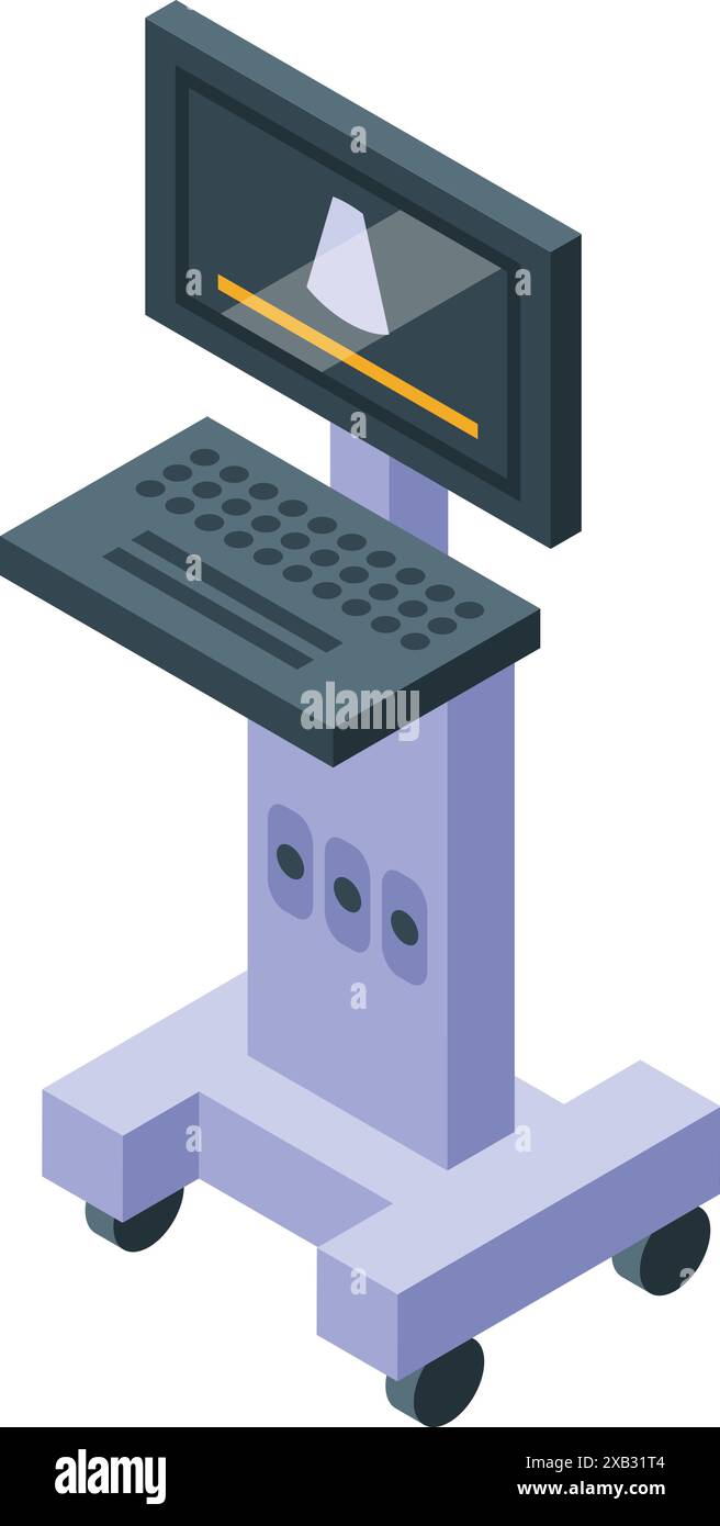 Medical ultrasound machine displaying ultrasound scan on monitor with ...