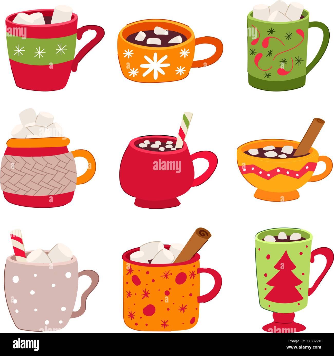 marshmallow cup set cartoon vector illustration Stock Vector Image ...