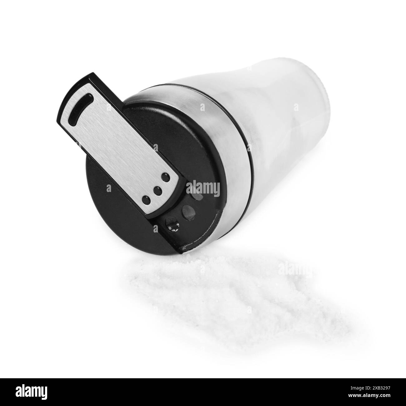 One shaker with salt isolated on white Stock Photo - Alamy